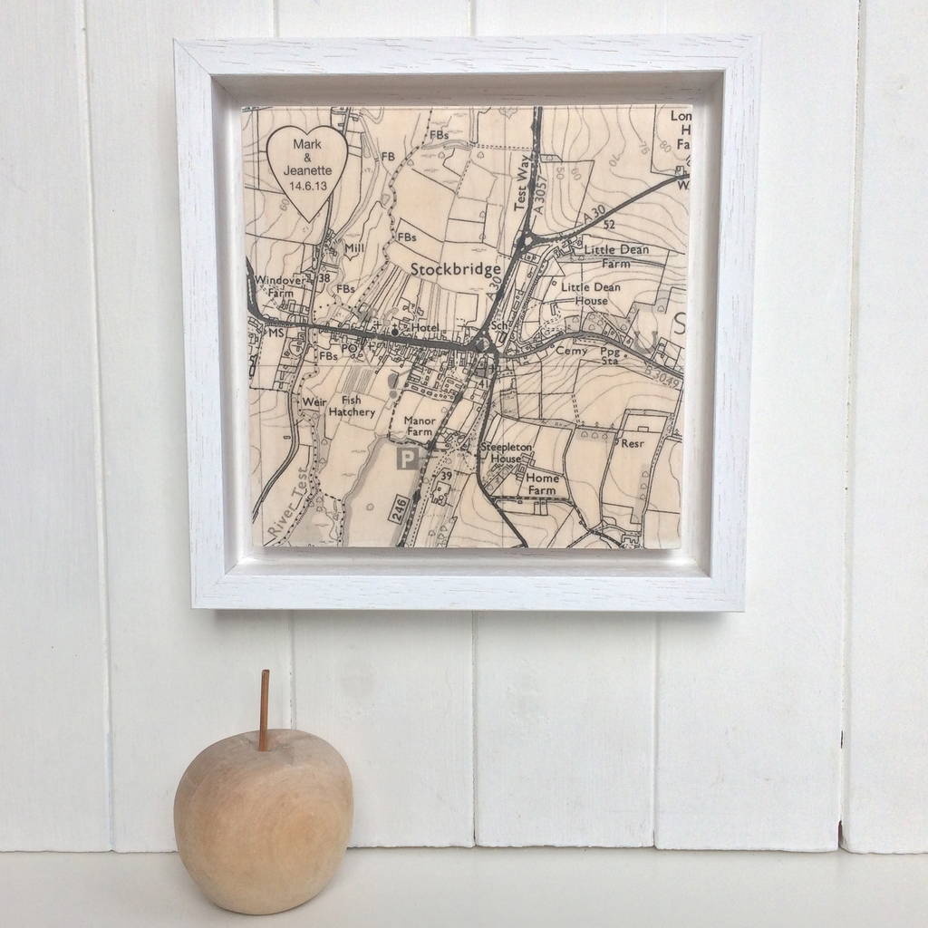 personalised heart location map print on wood by northern logic ...