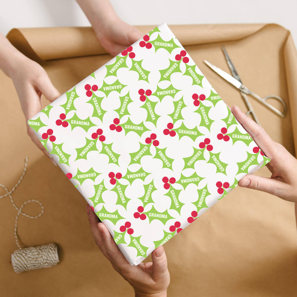 Christmas Holly Personalised Wrapping Paper By Abigail Warner ...