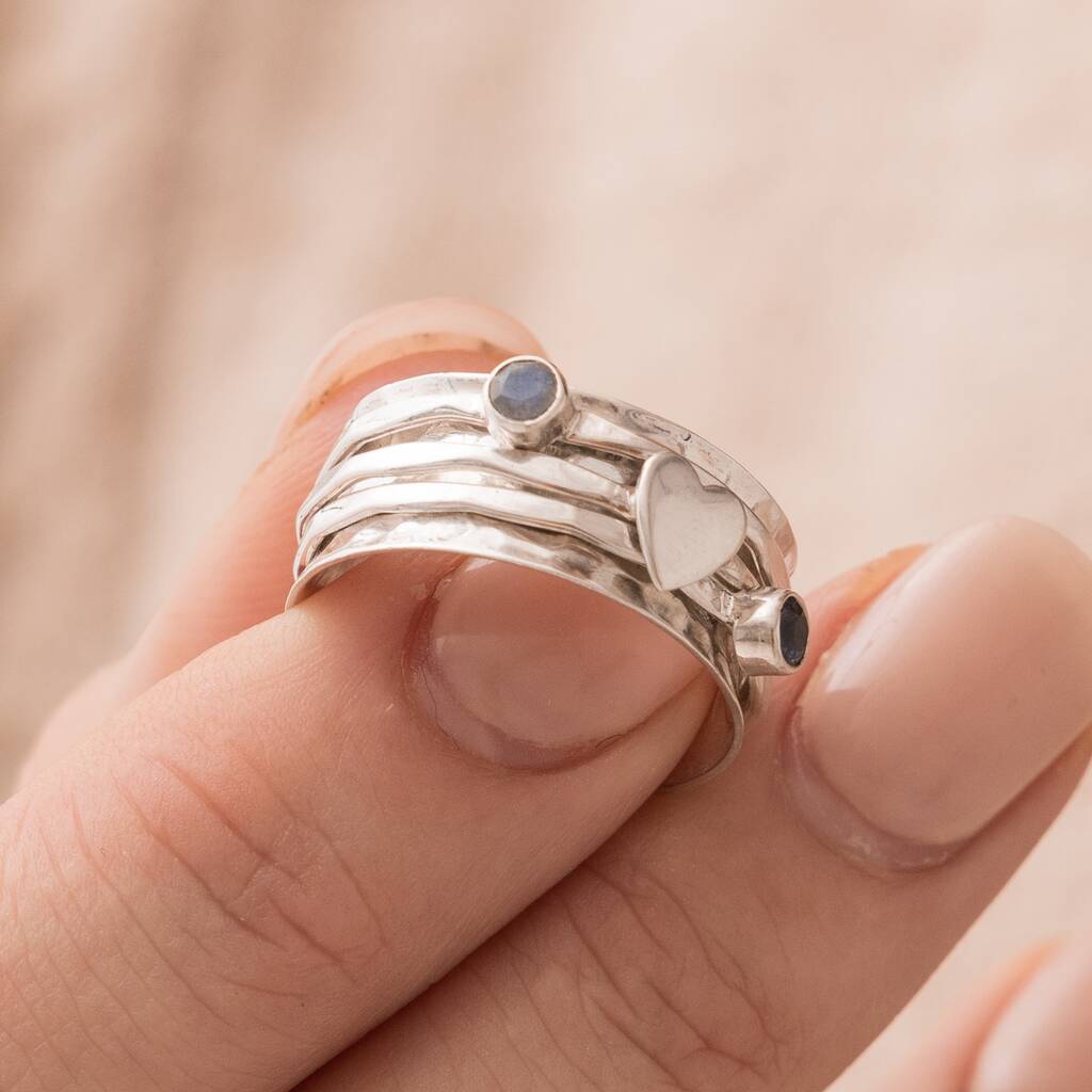 Personalised Moonstone Heart Spinner Ring In Silver By Songs of Ink and ...