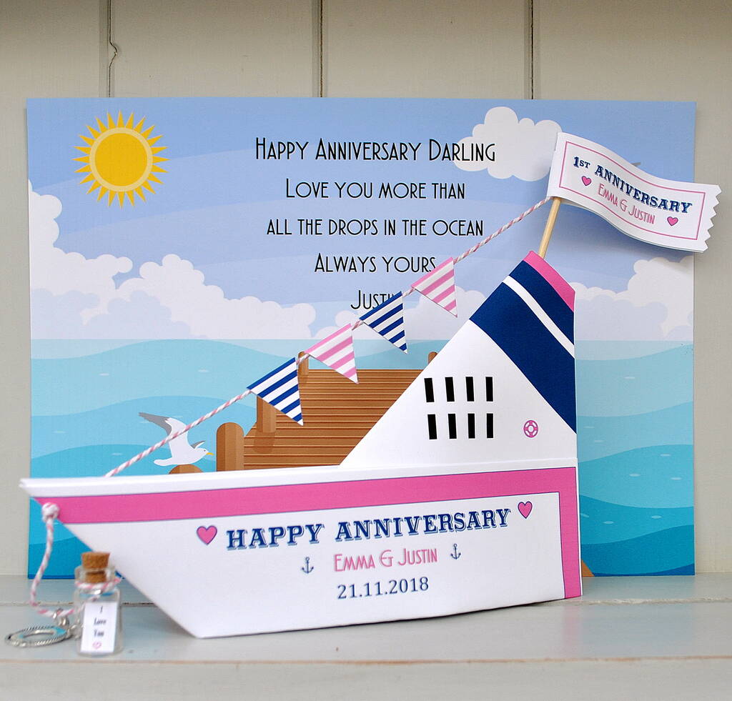 personalised anniversary cruise ship card by the little boathouse ...