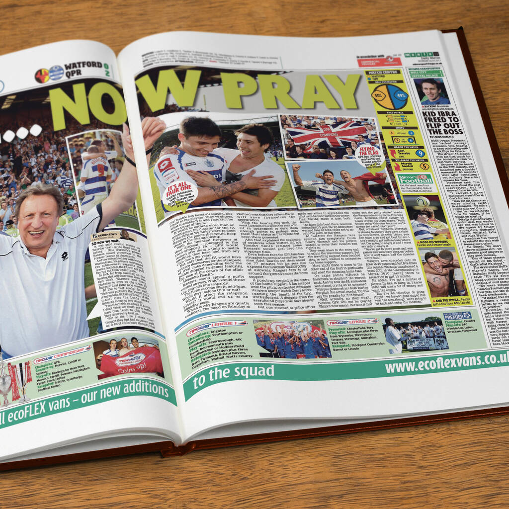 Qpr Personalised Football Gift Newspaper Book By Historic Newspapers ...