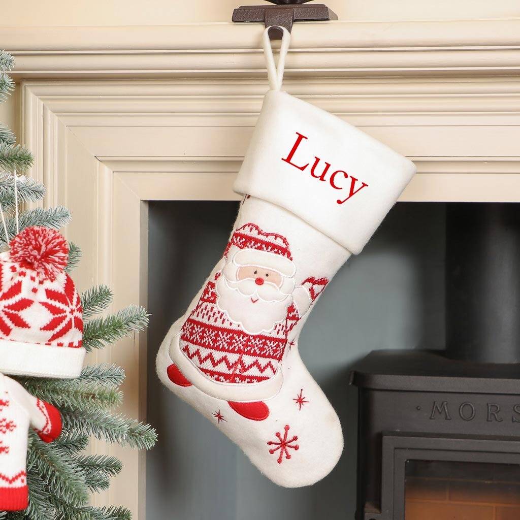 Personalised White Santa Christmas Stocking By Dibor ...