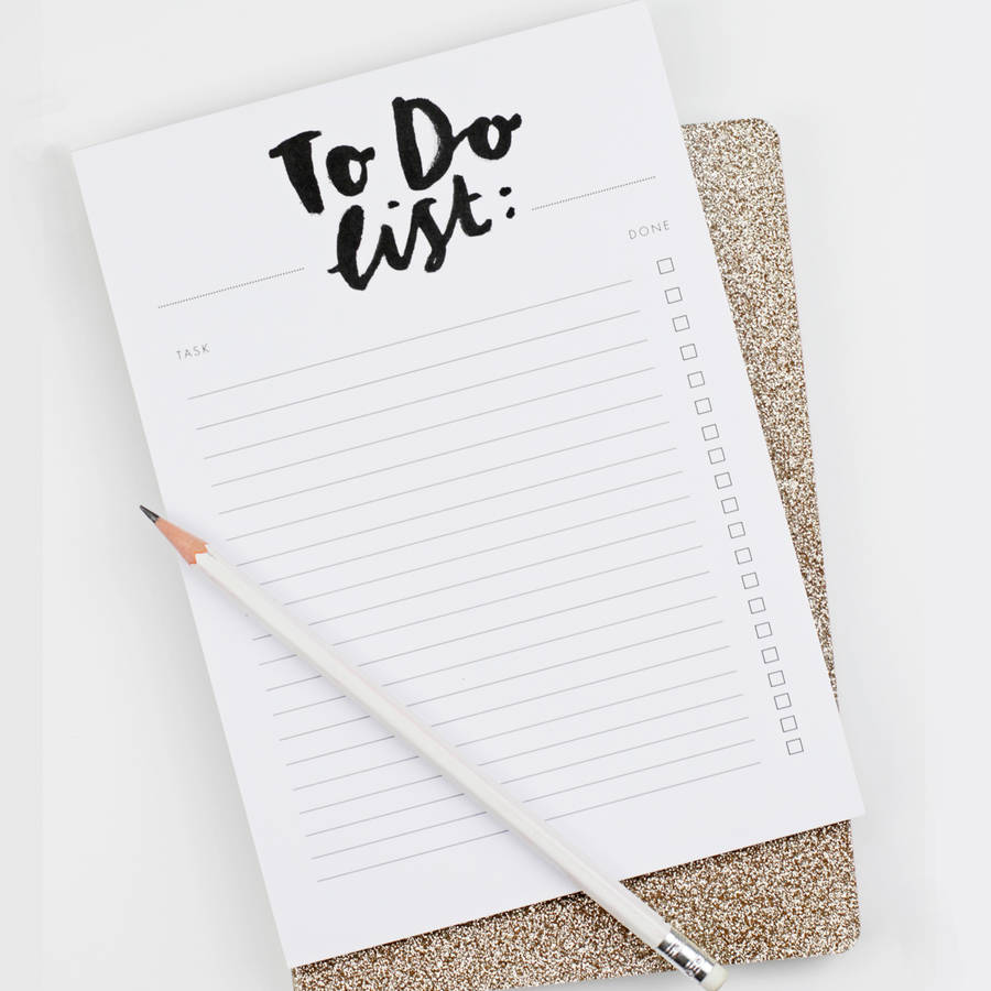 Monochrome Hand Lettered To Do List Notepad By Annie Dornan Smith