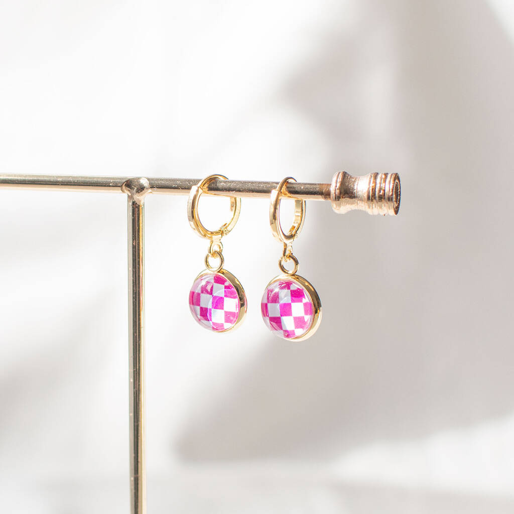 Fuchsia Checkered Huggies By Juju Treasures