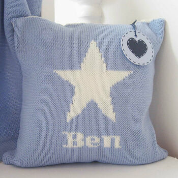 Personalised Knitted Star Cushion By Justine Louise ...