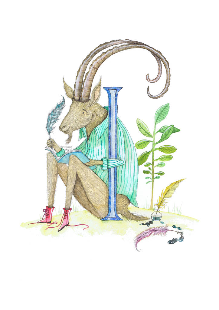 I Is For Ibex Alphabet Art Print By E.C Woodard Studio