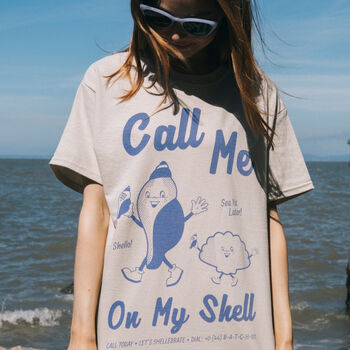Call Me On My Shell Women's Staycation Slogan T Shirt By Batch1 ...