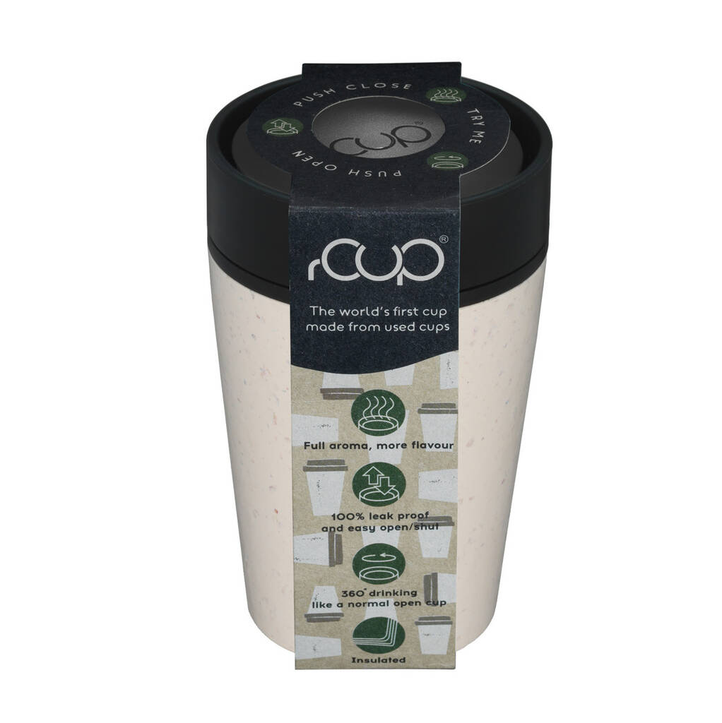 leak proof recycled cup 8oz cream and black by ashortwalk ...