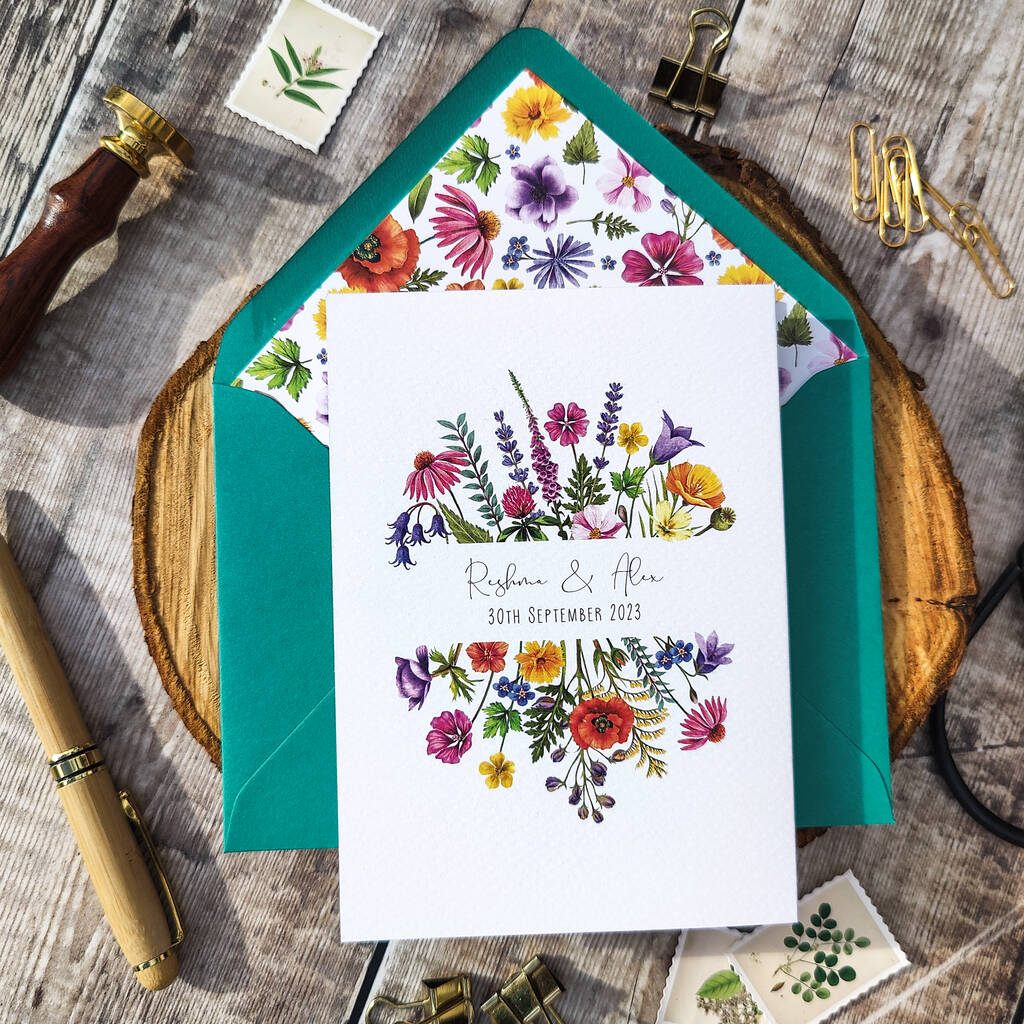 Colourful Rainbow Flowers Concertina Wedding Invitation By Paper Willow ...