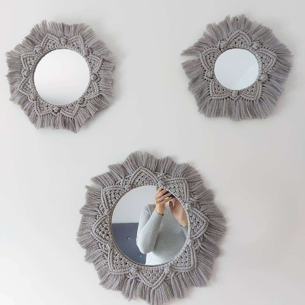 Macrame Boho Wall Mirror By Green Weaver Bird
