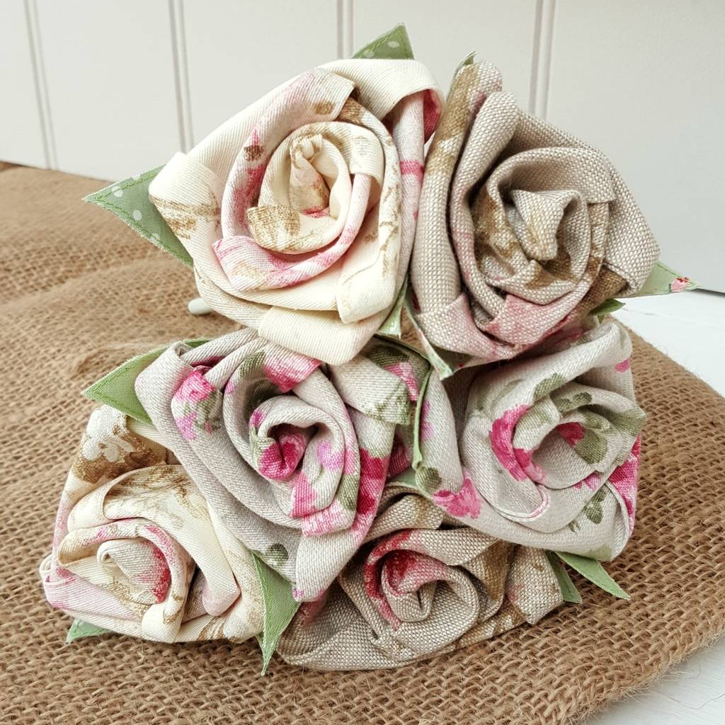 Handmade Floral Linen Anniversary Flowers With Tag By Little Foundry ...