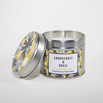 Grapefruit And Basil Candle Tin By Kernow Spa | notonthehighstreet.com