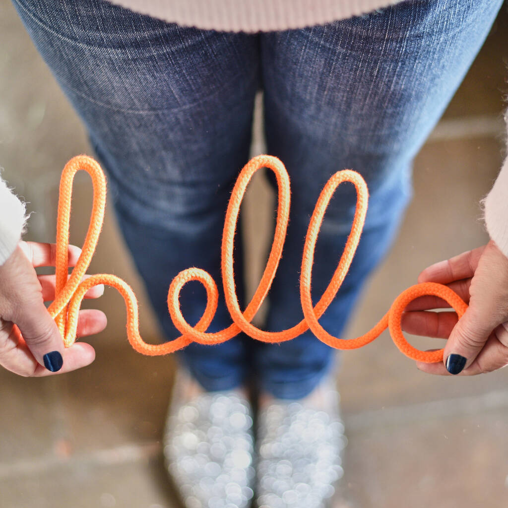 Neon Coral Soft Wall Hanging Word Hello By The Department Of Gifting