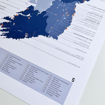 Blue Ireland Golf Course Map And Checklist Top 50 By Replay Prints ...