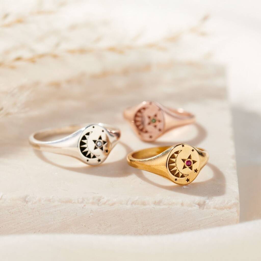 Celestial Birthstone Signet Ring By Posh Totty Designs ...