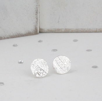 sterling silver textured circle studs by lucy kemp silver jewellery ...
