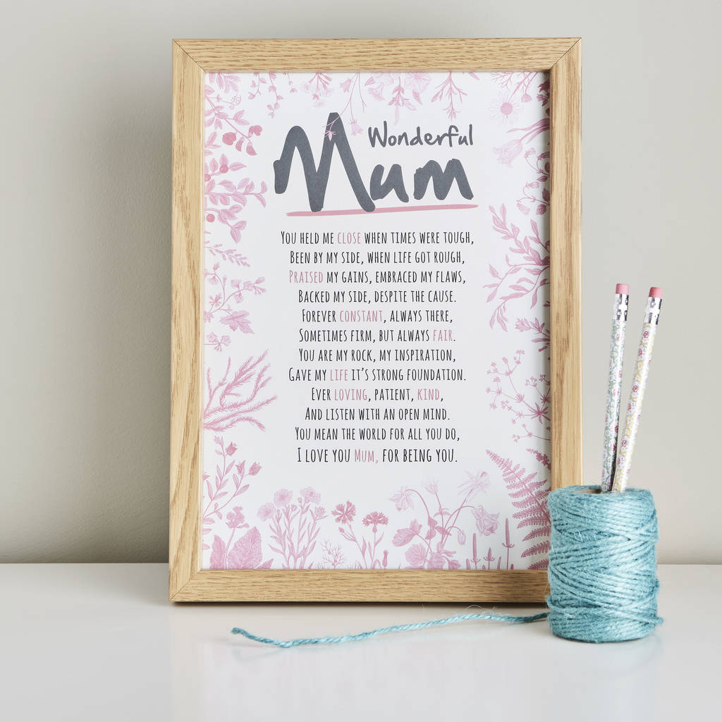 wonderful mum poem gift for mum by shmuncki | notonthehighstreet.com