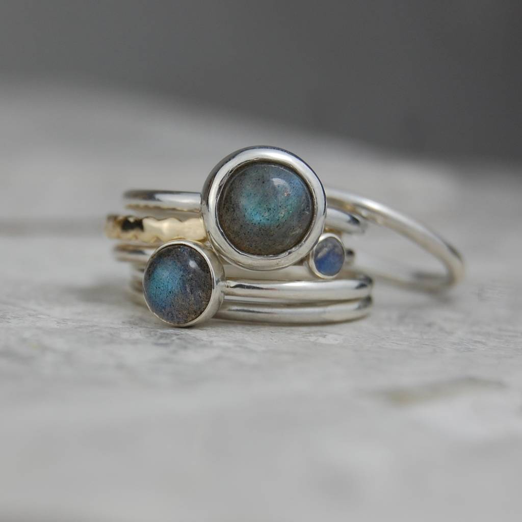 storm sterling silver stacking rings with labradorite by alison moore ...