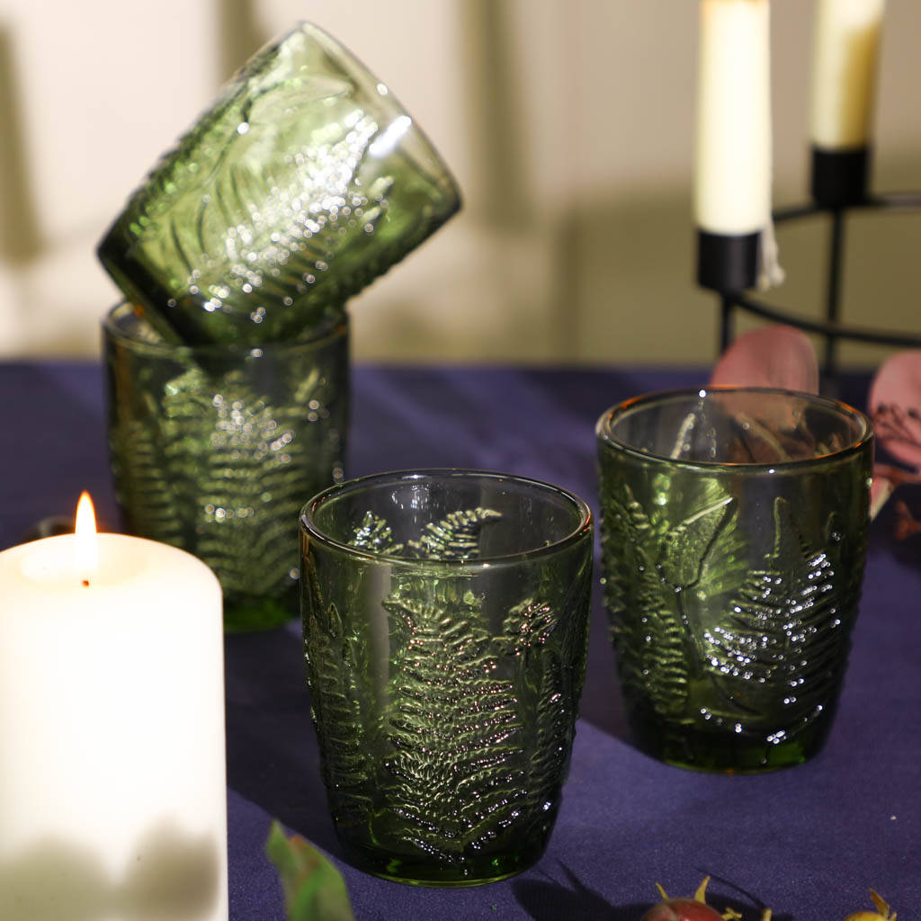 Botanical Fern Green Glassware Collection By Dibor | notonthehighstreet.com