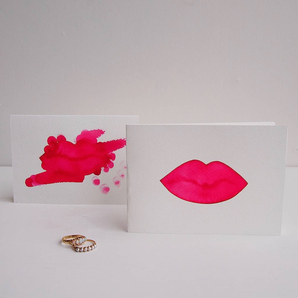 Handmade Original Watercolour Lips Valentines Love Card By Kabinshop ...