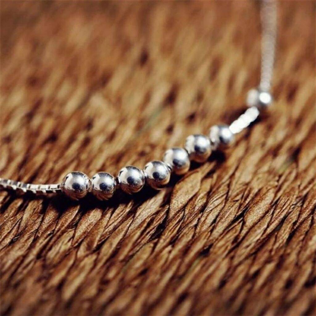 Sterling Silver Beaded Thin Chain Simple Bracelet By Sparkling Aura