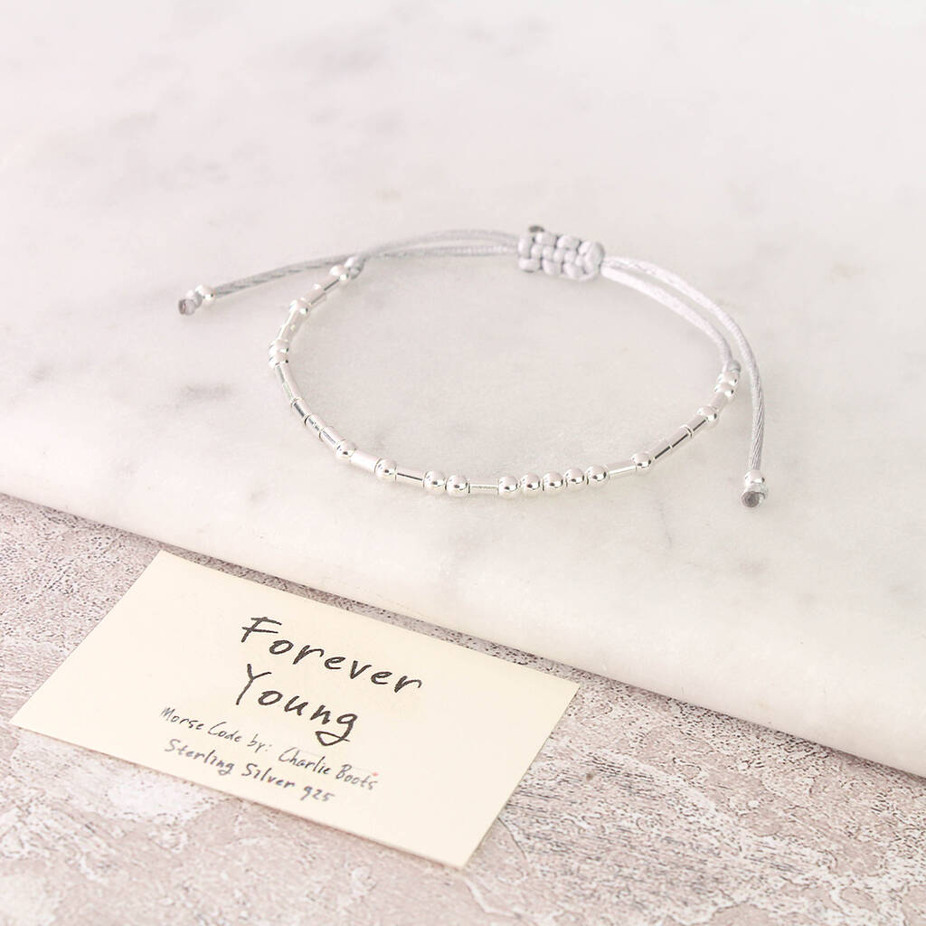 Sterling Silver 'Forever Young' Morse Code Bracelet By Charlie Boots