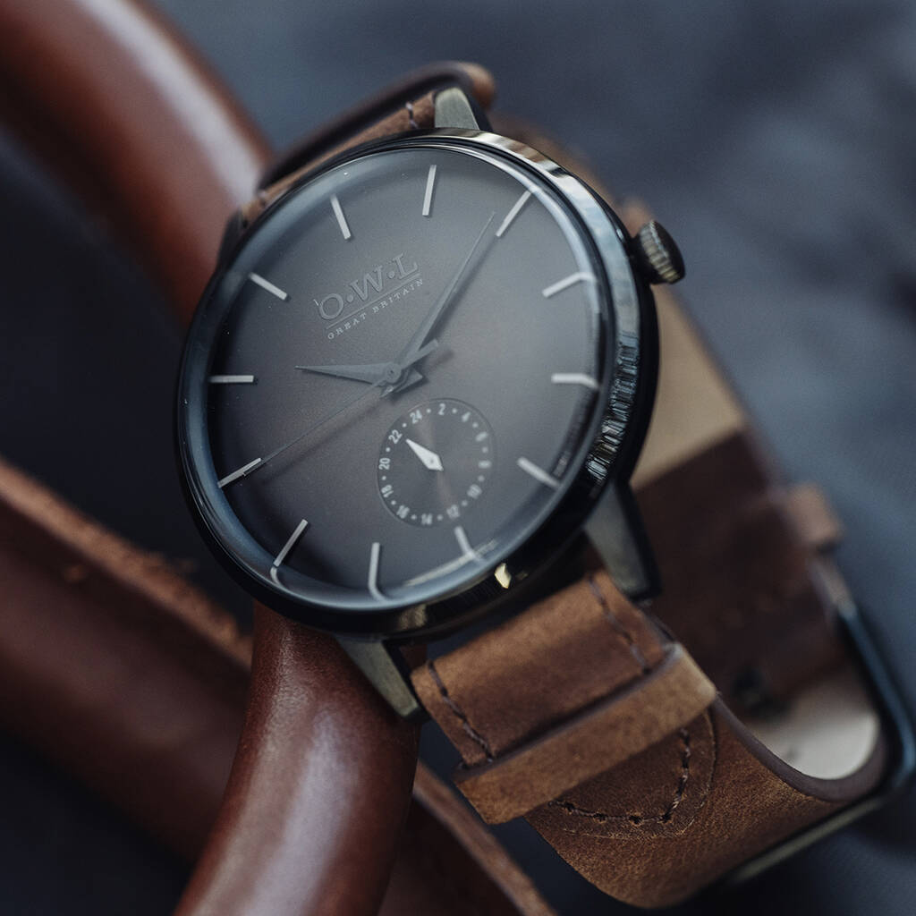Filton Mens Leather Strap Watch With Date Dial By OWL Watches ...