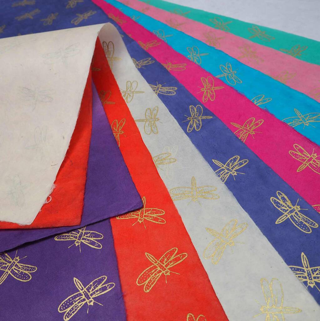Dragonfly Lokta Gift Wrap By Paper High