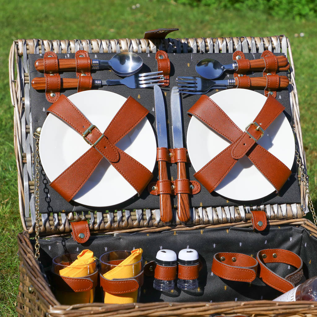 Personalised Four Person Wicker Cooler Picnic Basket By Dibor ...