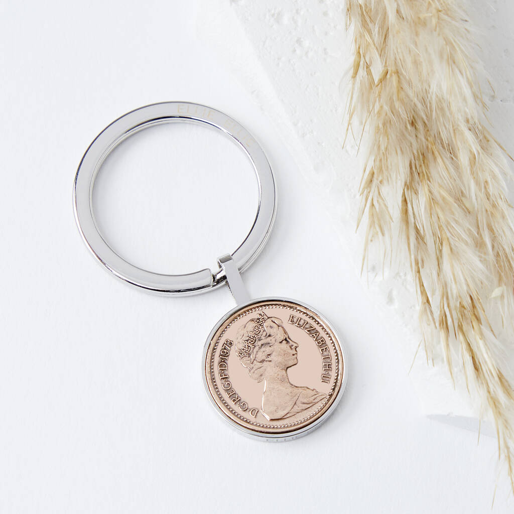 50th Birthday 1973 Penny Keyring By Ellie Ellie | notonthehighstreet.com
