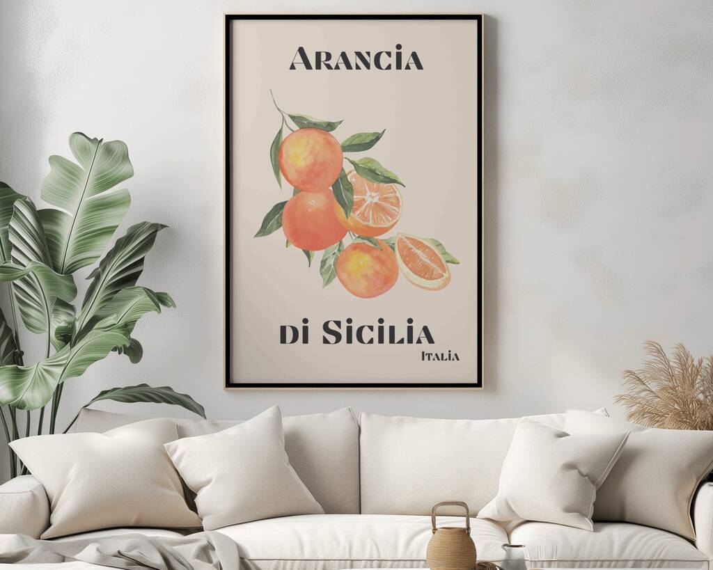 Italian Orange Art Print Poster, Sicily Italy, Fruit, Hand Drawn By ...