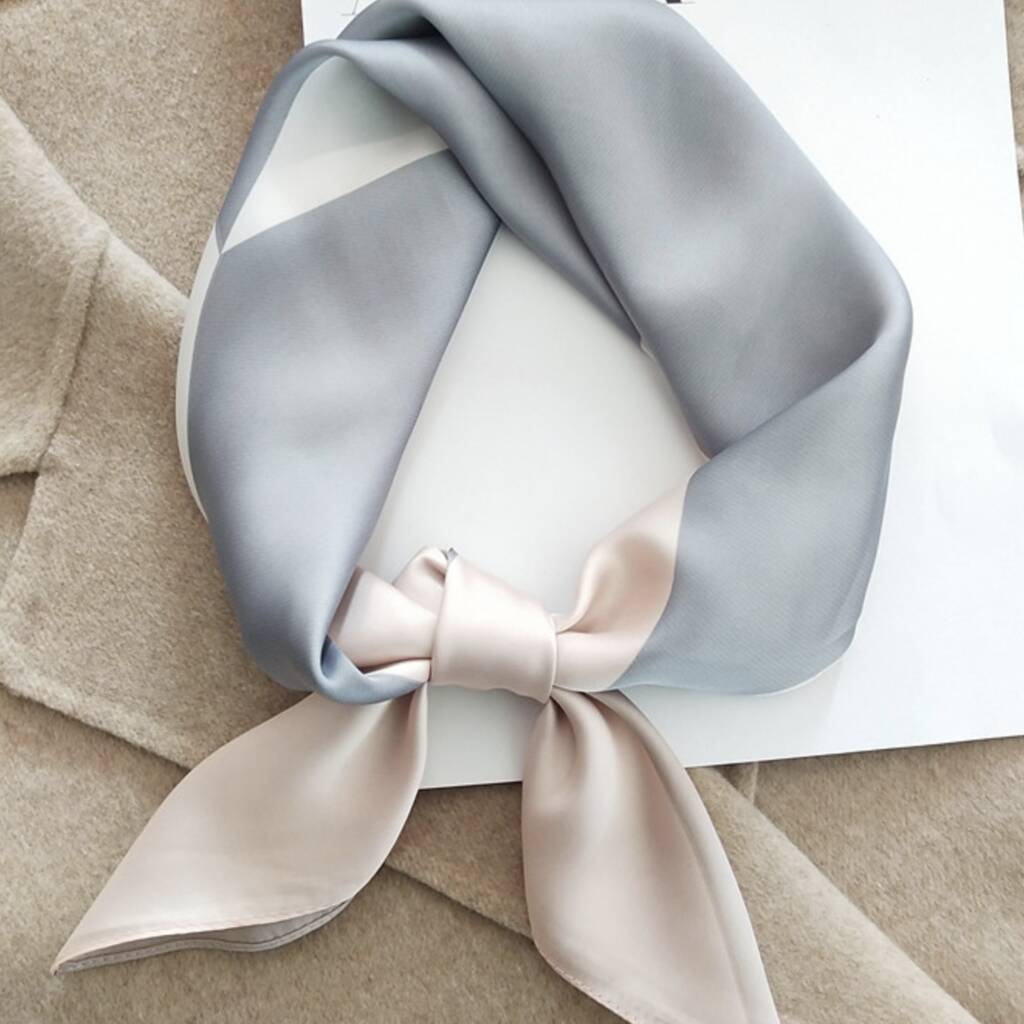 Elegant Grey Colourful Block Silk Imitation Scarf By GY Studios