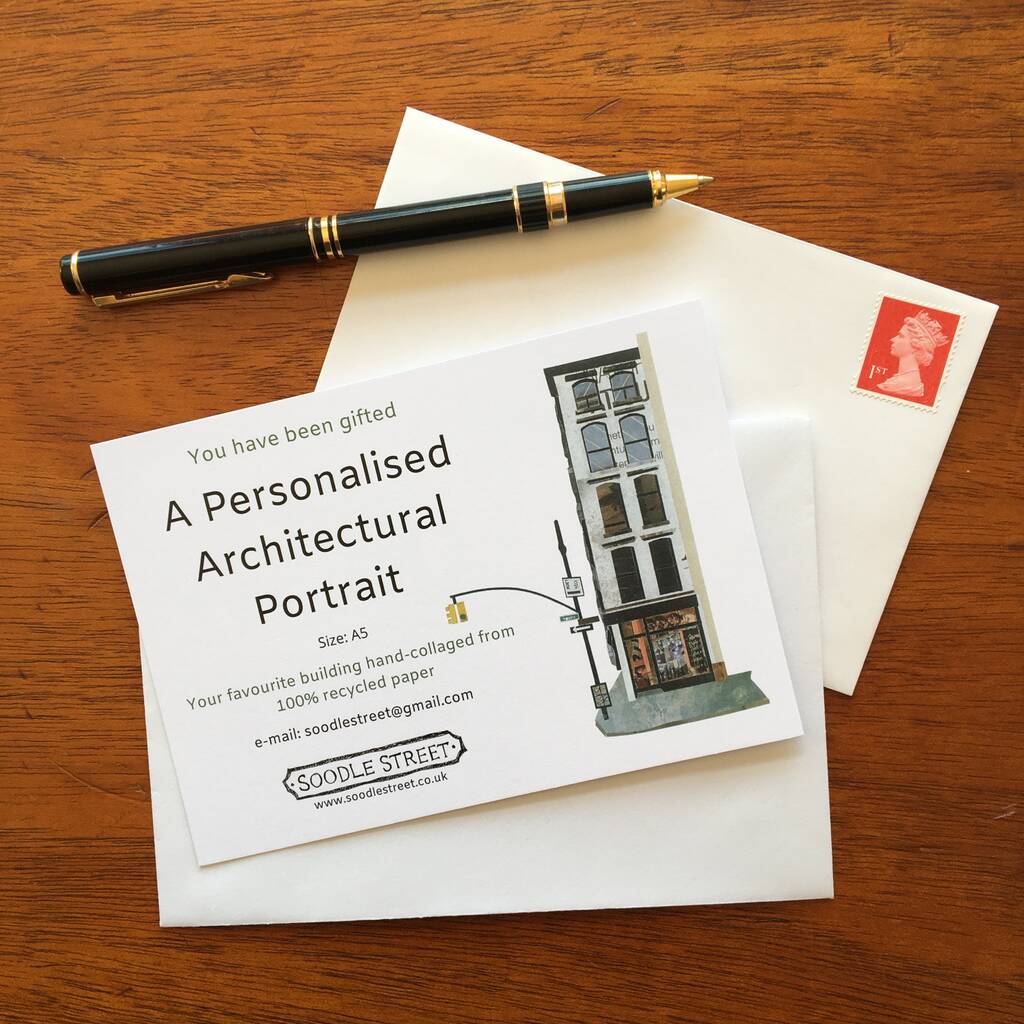 Personalised Architectural Portrait Gift Card By Soodle Street Studio