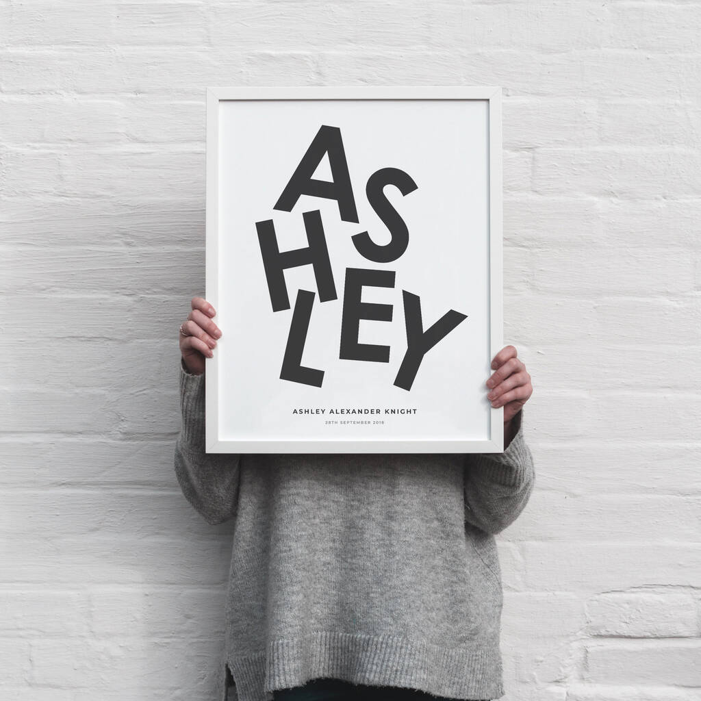 Personalised Baby Name Art Print Modern Typography By PaperPaper ...