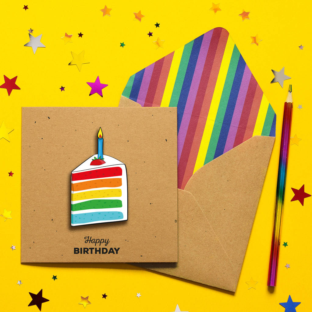birthday rainbow cake 3d greeting card by tache | notonthehighstreet.com