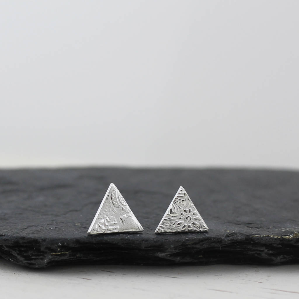 Sterling Silver Textured Triangle Studs By Lucy Kemp Silver Jewellery ...