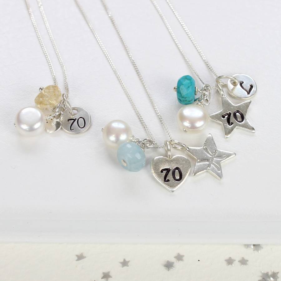 personalised 70th birthday necklace by bish bosh becca ...