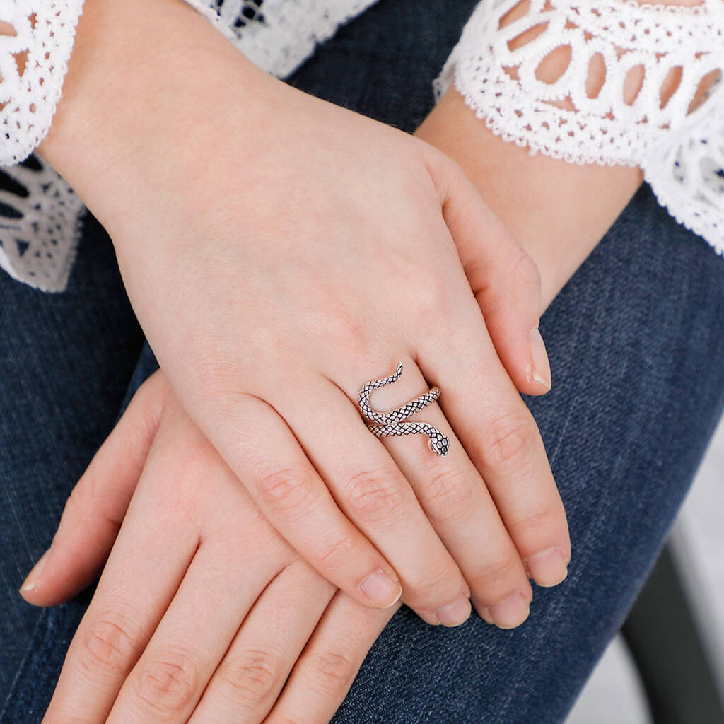 adjustable silver snake ring by lovethelinks | notonthehighstreet.com