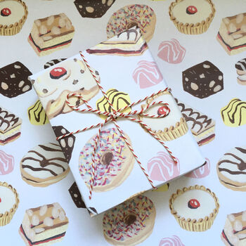 Cakes Wrapping Paper, Cake Themed Gift Wrap By Rebecca McConnachie ...