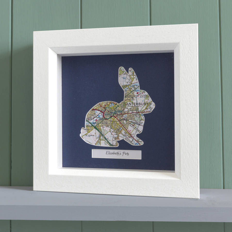 personalised framed rabbit shaped map by thelittleboysroom ...