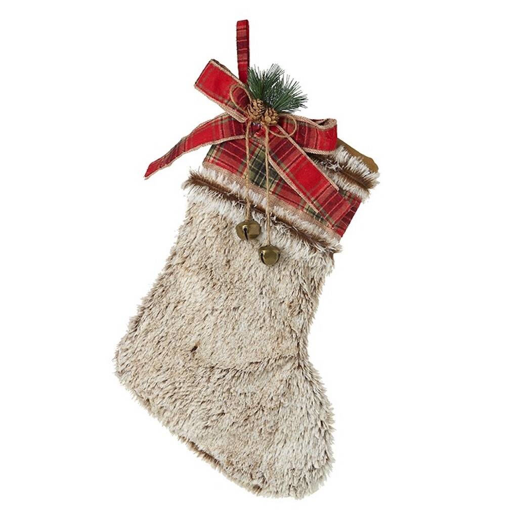 Fluffy Stocking With Bow And Bells By Pink Pineapple Home & Gifts ...