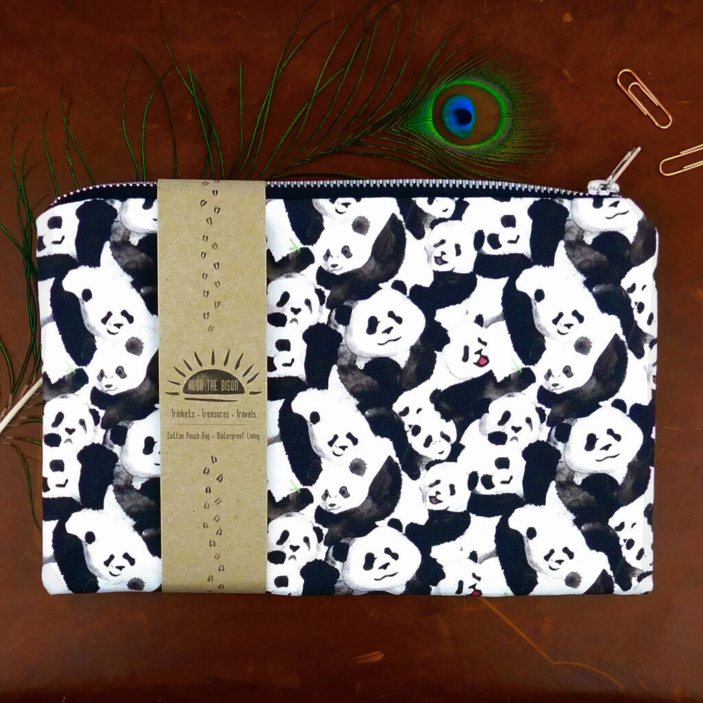 Panda Print Pouch Bag By Also The Bison | notonthehighstreet.com