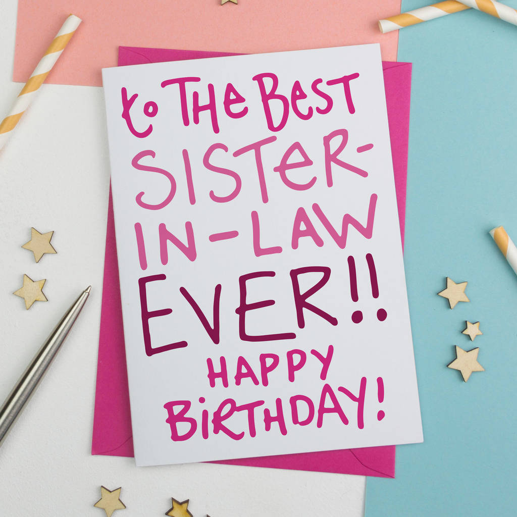 Sister In Law Birthday Card By A Is For Alphabet Notonthehighstreet