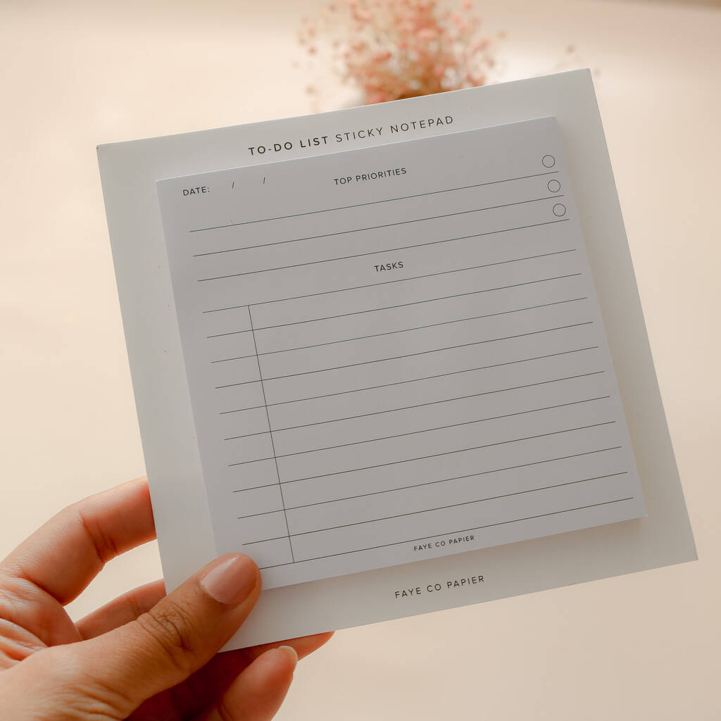 Minimal To Do List Square Sticky Notepad By Faye Co Papier