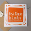 Personalised 'best Ginger In' Stripe Card By Allihopa ...