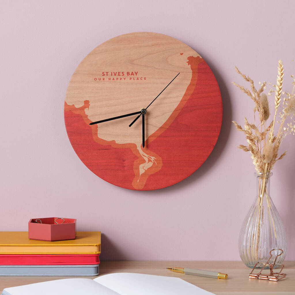 Coastline Wooden And Acrylic Clock By Betsy Benn