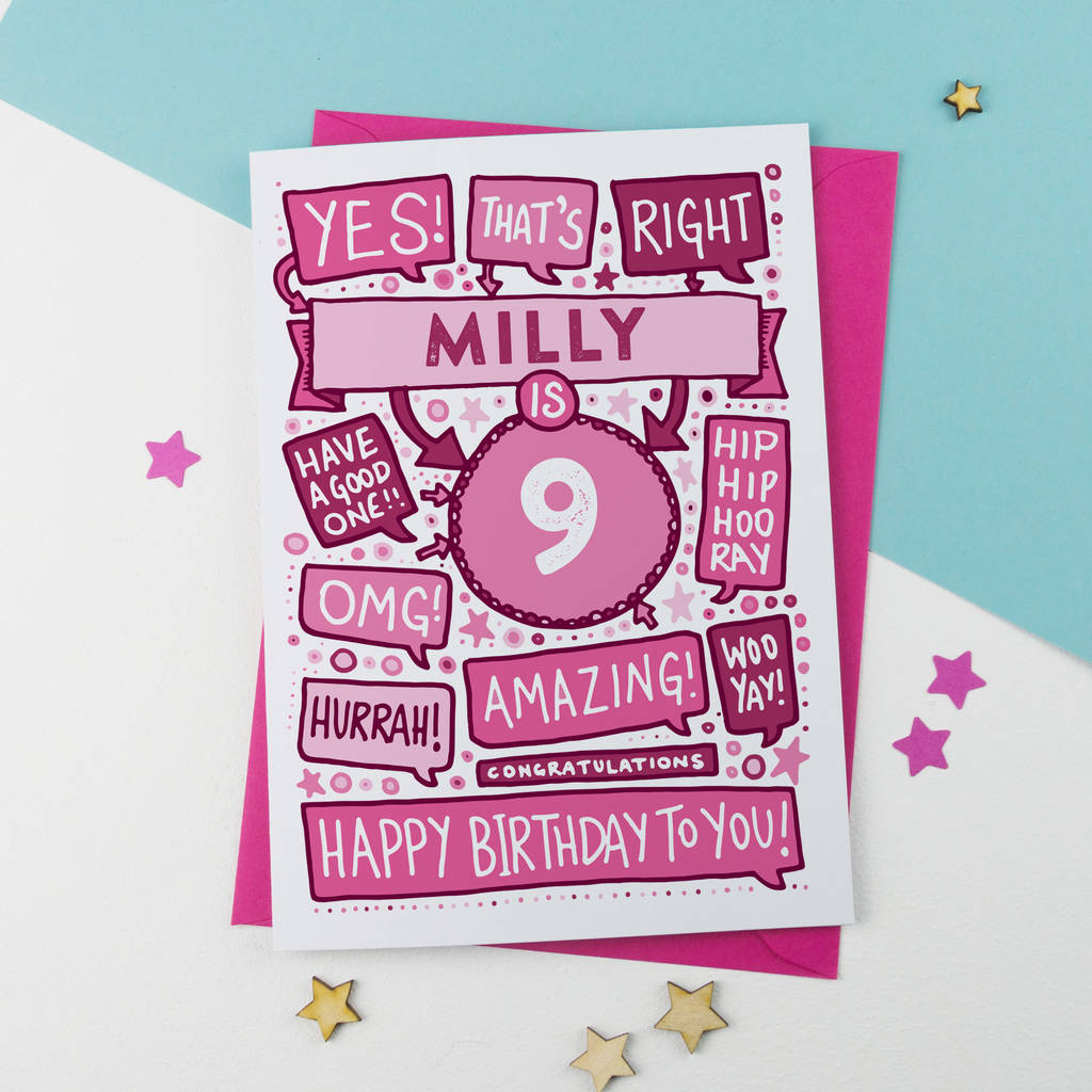 9th Thats Right Personalised Birthday Card Pink By A Is For Alphabet 