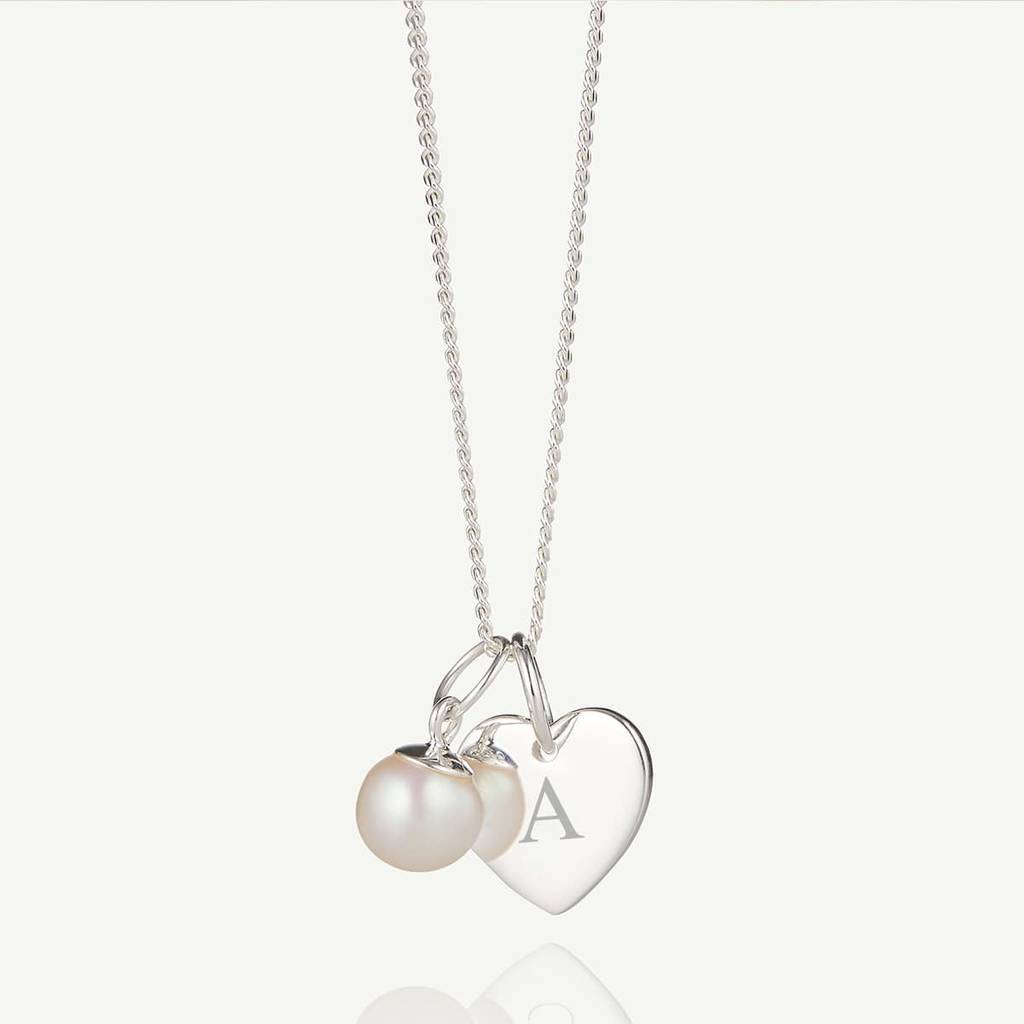 personalised girl's first pearl heart necklace by molly brown london ...
