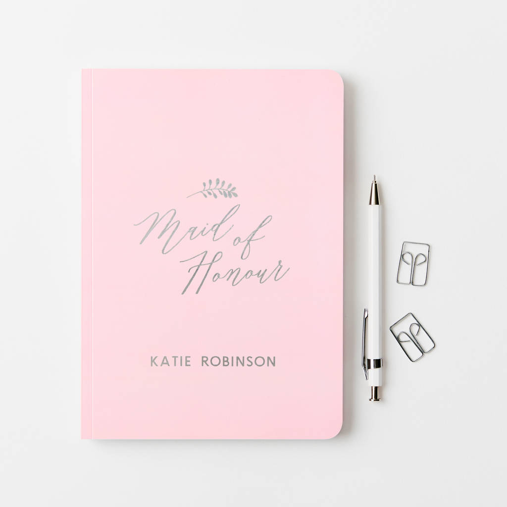 Personalised Maid Of Honour Softback Notebook By Martha Brook