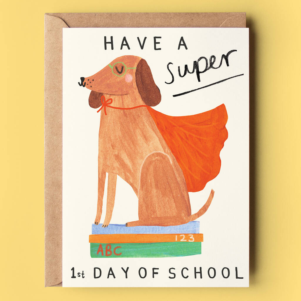 First Day School Dog Card By Darcie Olley